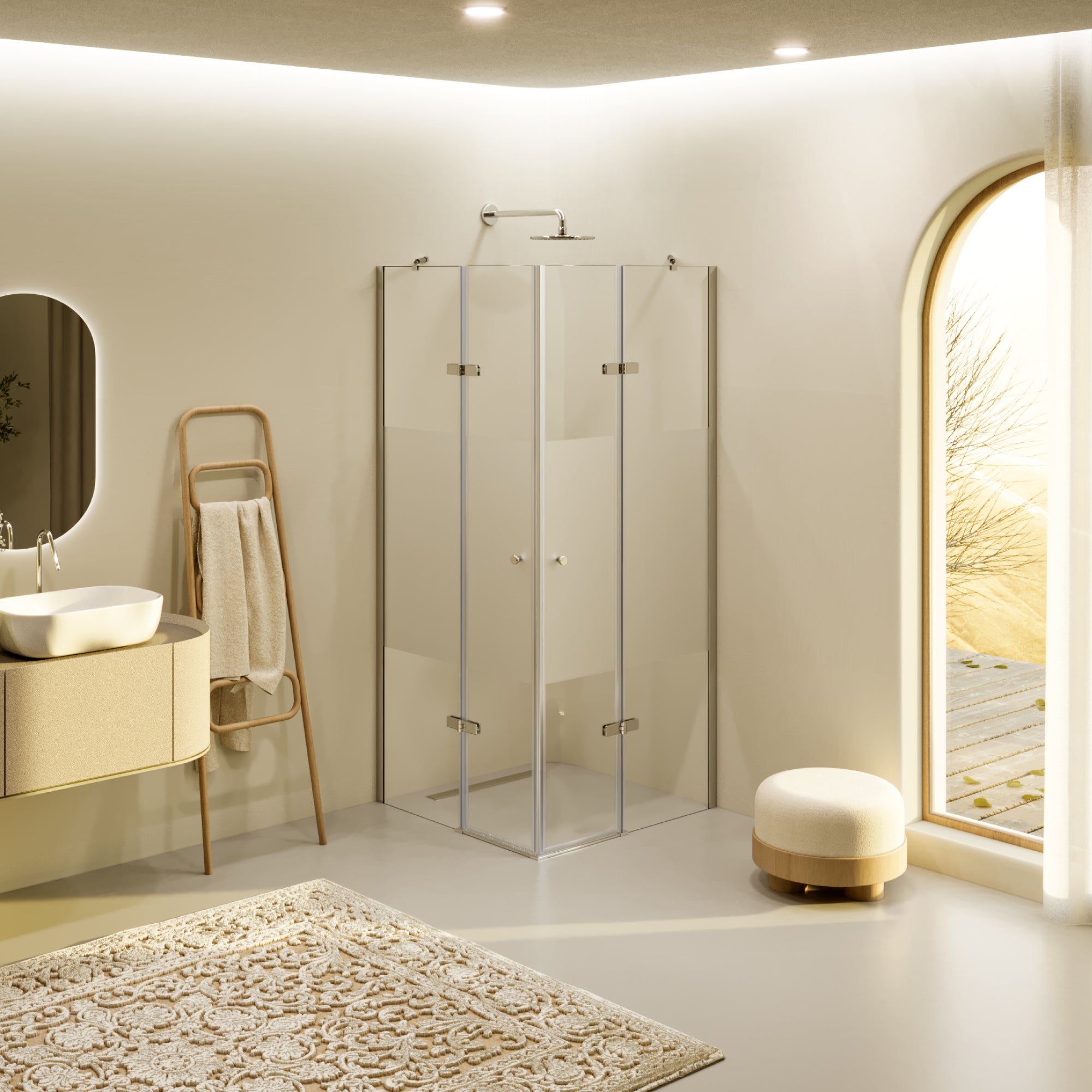 Mampara de Ducha Alice 85x120x180 cm con Puertas Plegables, Perfiles ...