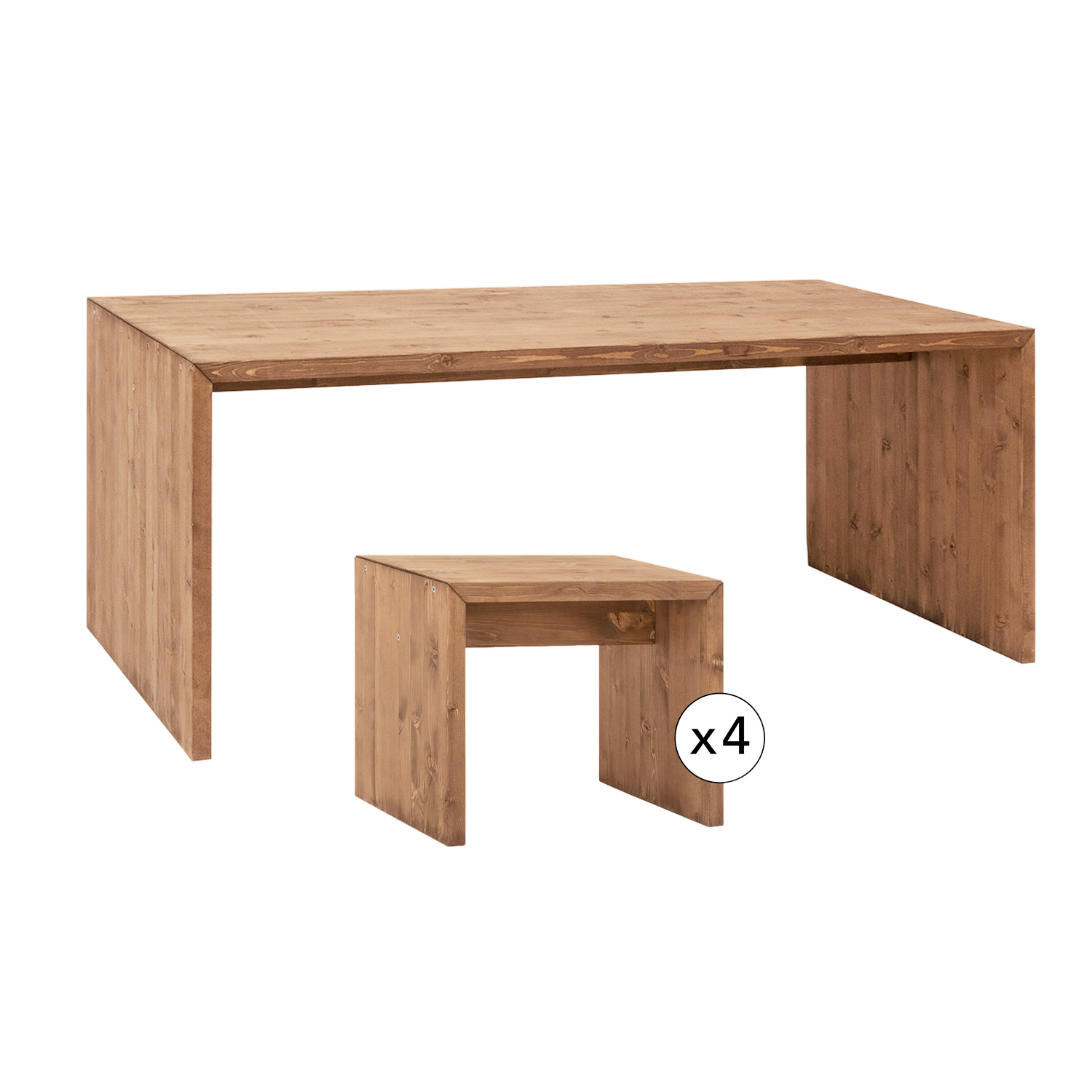 Pack table de salle à manger rectangulaire de 120x75cm et quatre ...