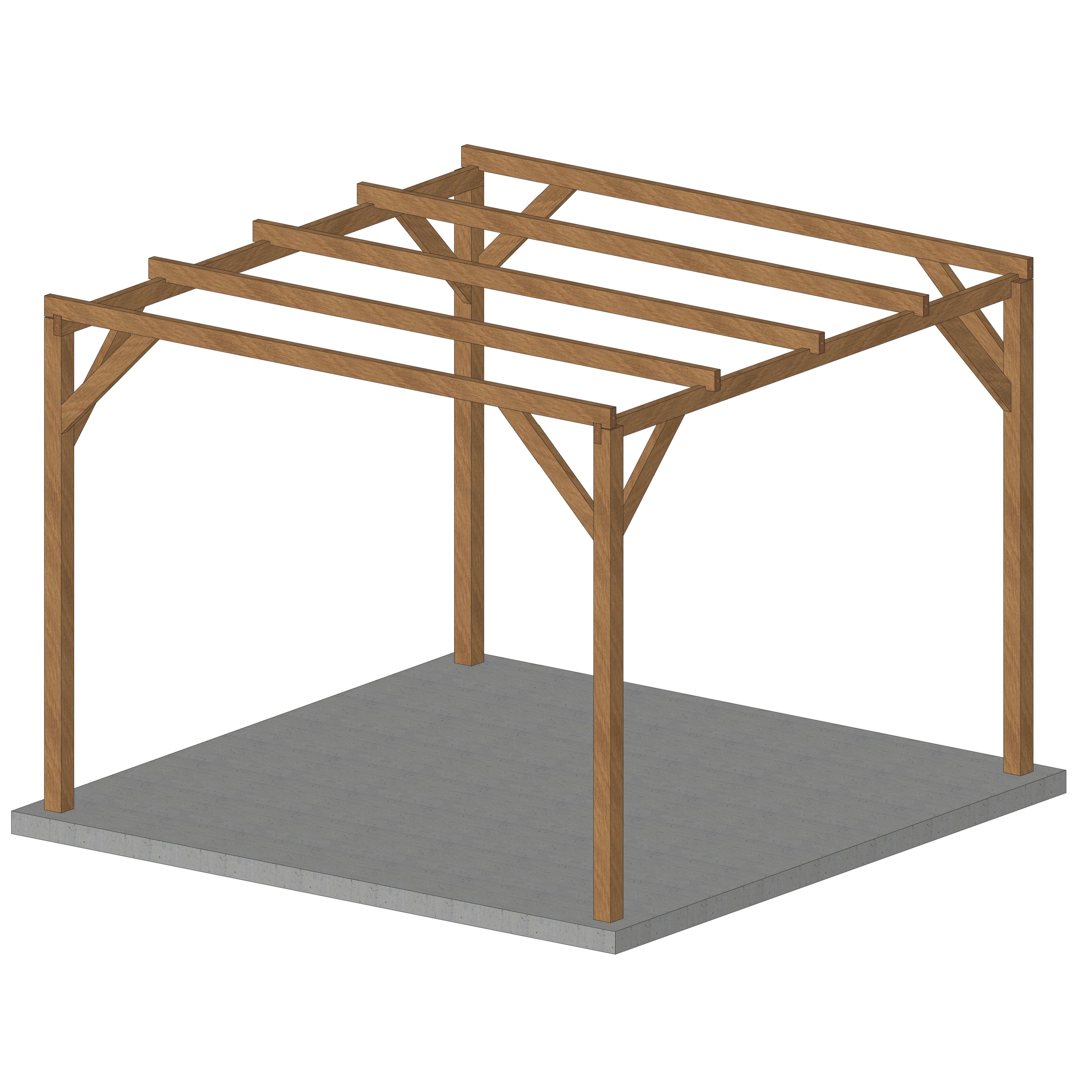 Pergola en bois massif 3x3, classe 3, durable sans brise soleil ni ...