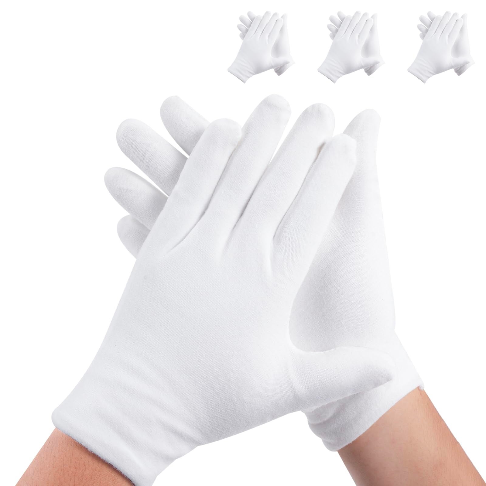 Lot de 12 Paires de Gants Hydratants en Coton Blanc pour la Nuit et le ...