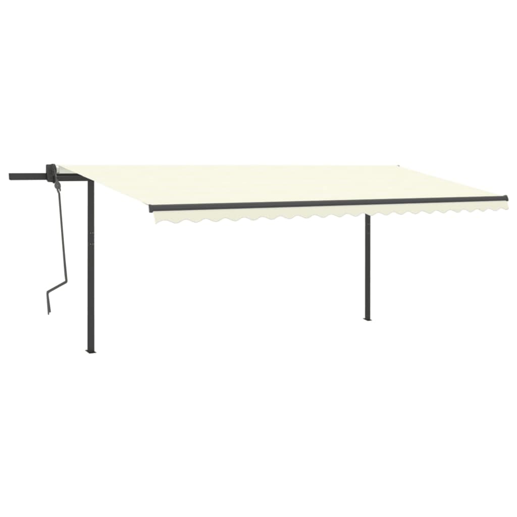Store banne rétractable automatique avec poteaux crème 5x3 m | Leroy Merlin