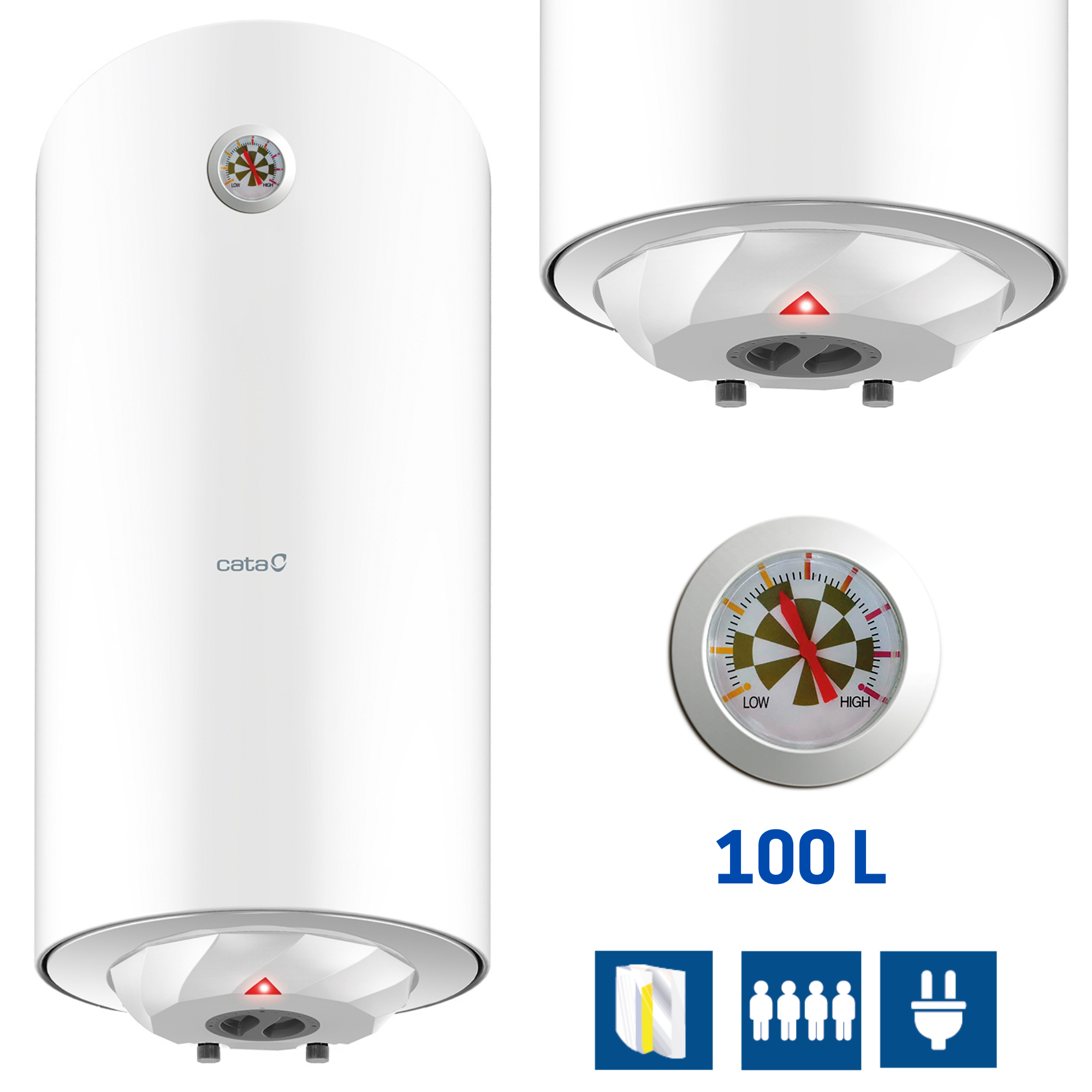 Cata Termo Eléctrico con forma exterior redonda CTR-100-M de 100 Litros ...