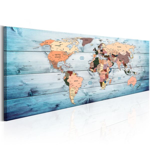 Tableau Cartes du monde World Maps: Sapphire Travels 135x45 cm | Leroy ...