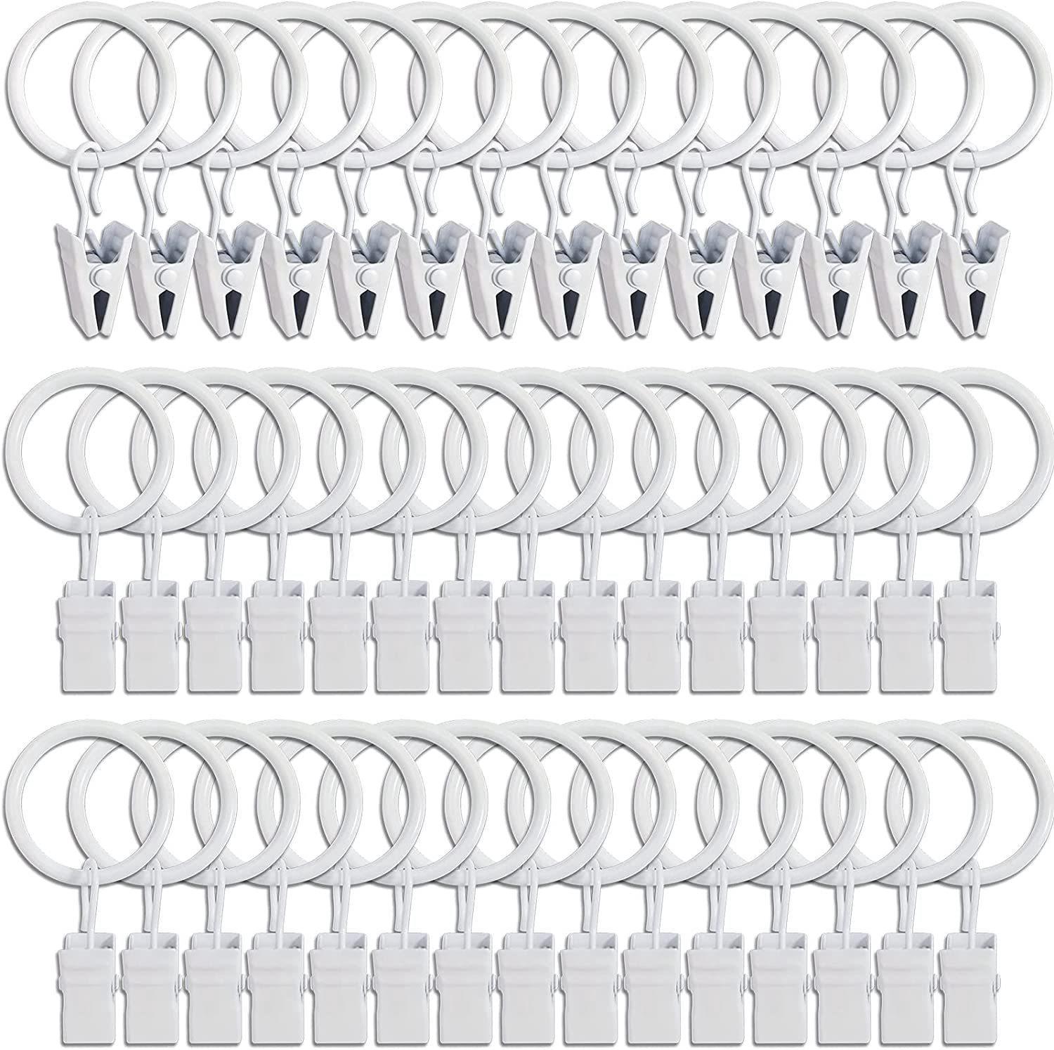 45 anillas para cortinas con pinzas - Blancas, pinzas resistentes para ...