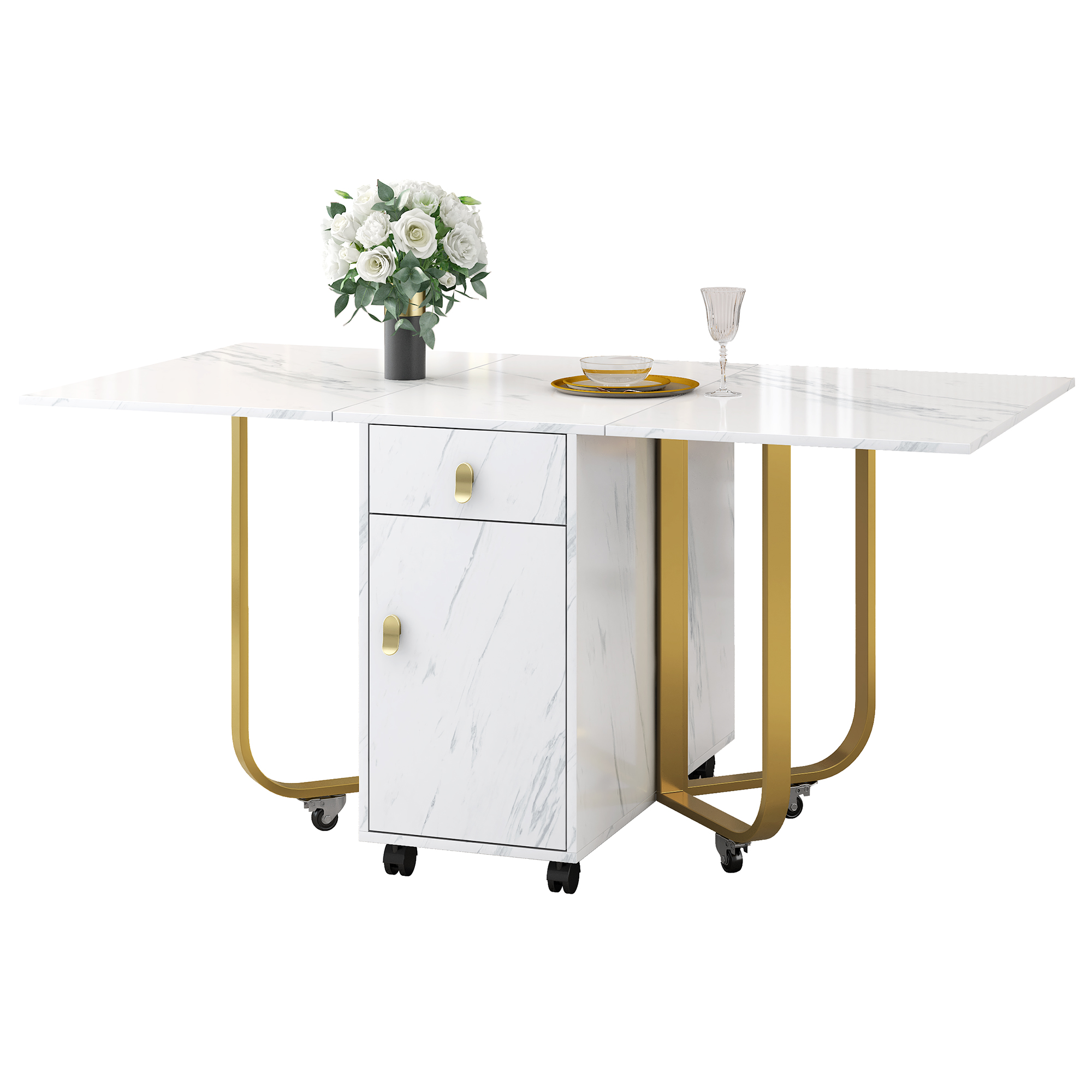 Table de bar extensible moderne, extensible, avec rangement, pivotante ...