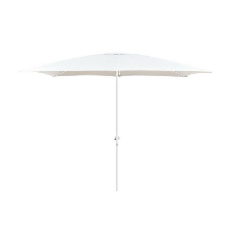 Parasol de jardín con manivela Alba rectangular blanco de aluminio ...