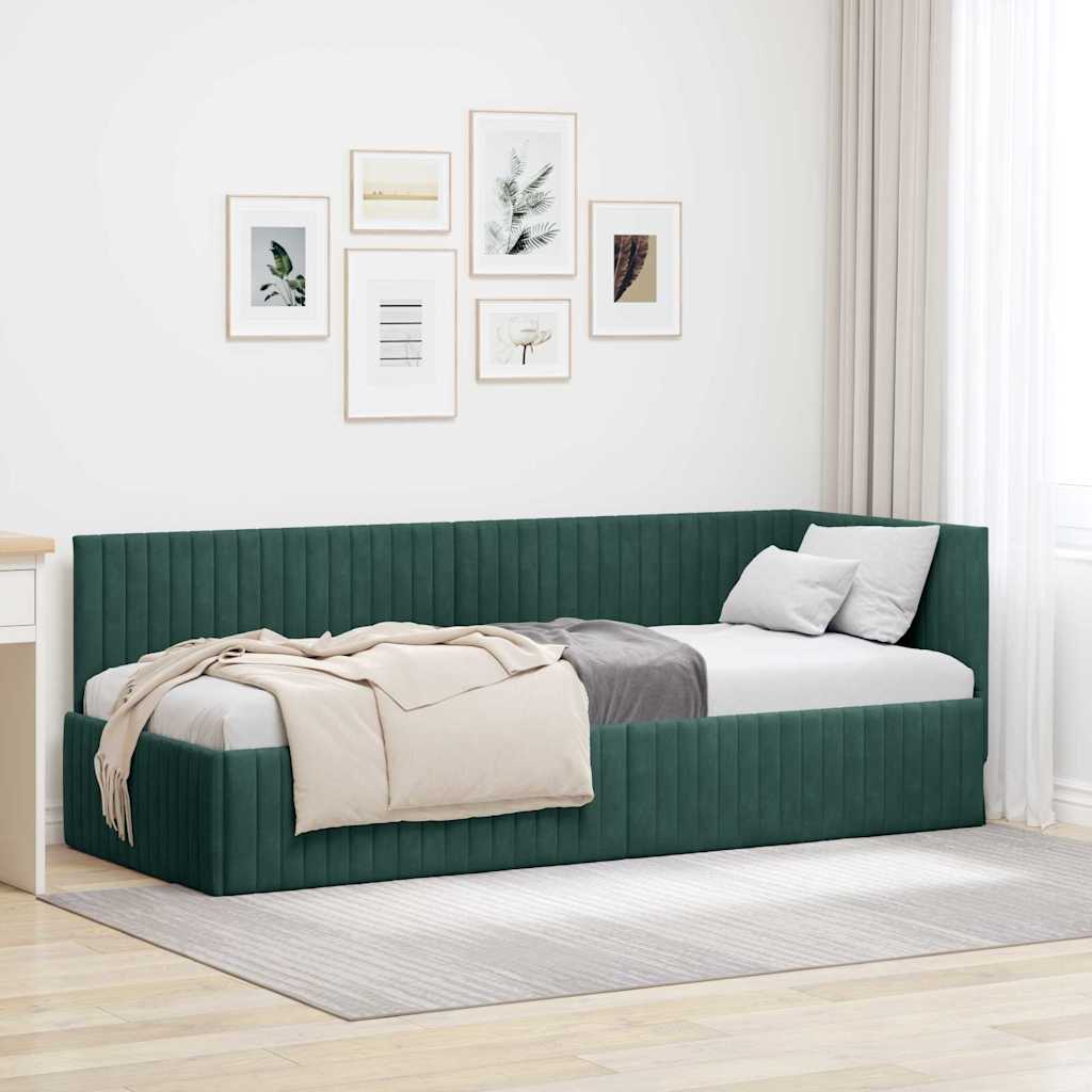 Cadre de lit d'angle Vert foncé 80 x 200 cm Velours | Leroy Merlin