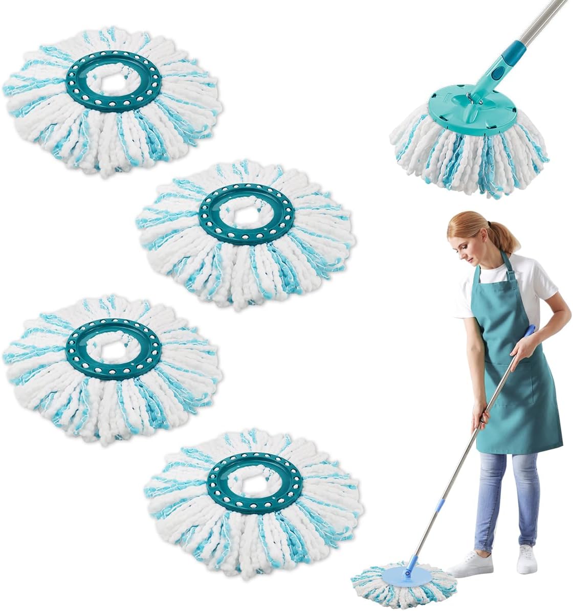 4 sztuki wymiennych głowic do mopa Clean Twist Disc Mop Micro Kit, mop ...