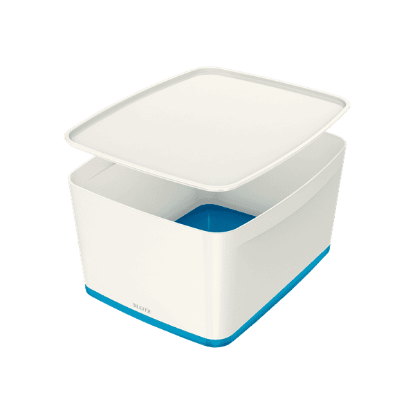 Grande Bac plastique avec couvercle 18 litres My Box - Bleu | Leroy Merlin