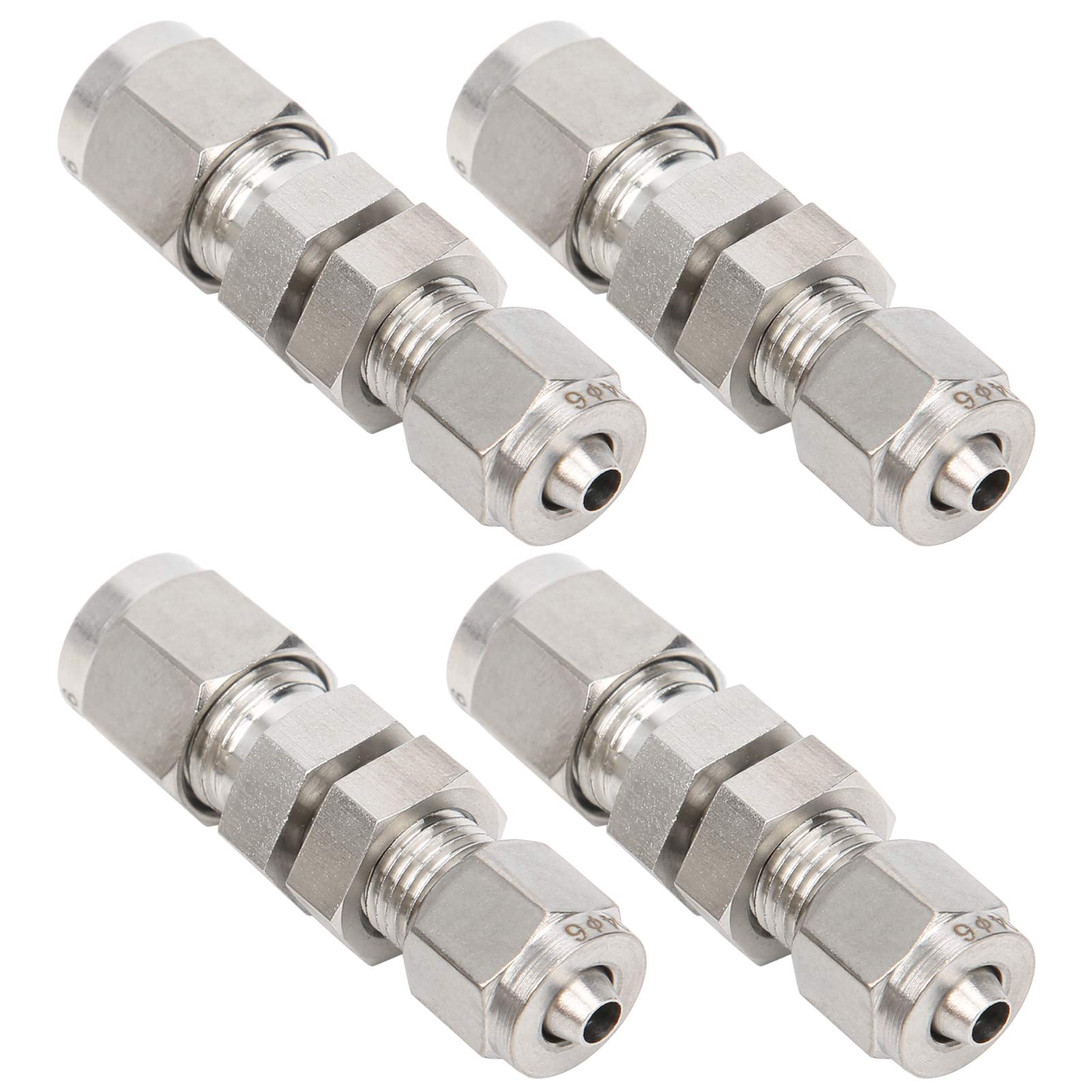 Raccord à compression pour virole 4 pièces Connecteur de cloison droit à 2 contacts en acier ...