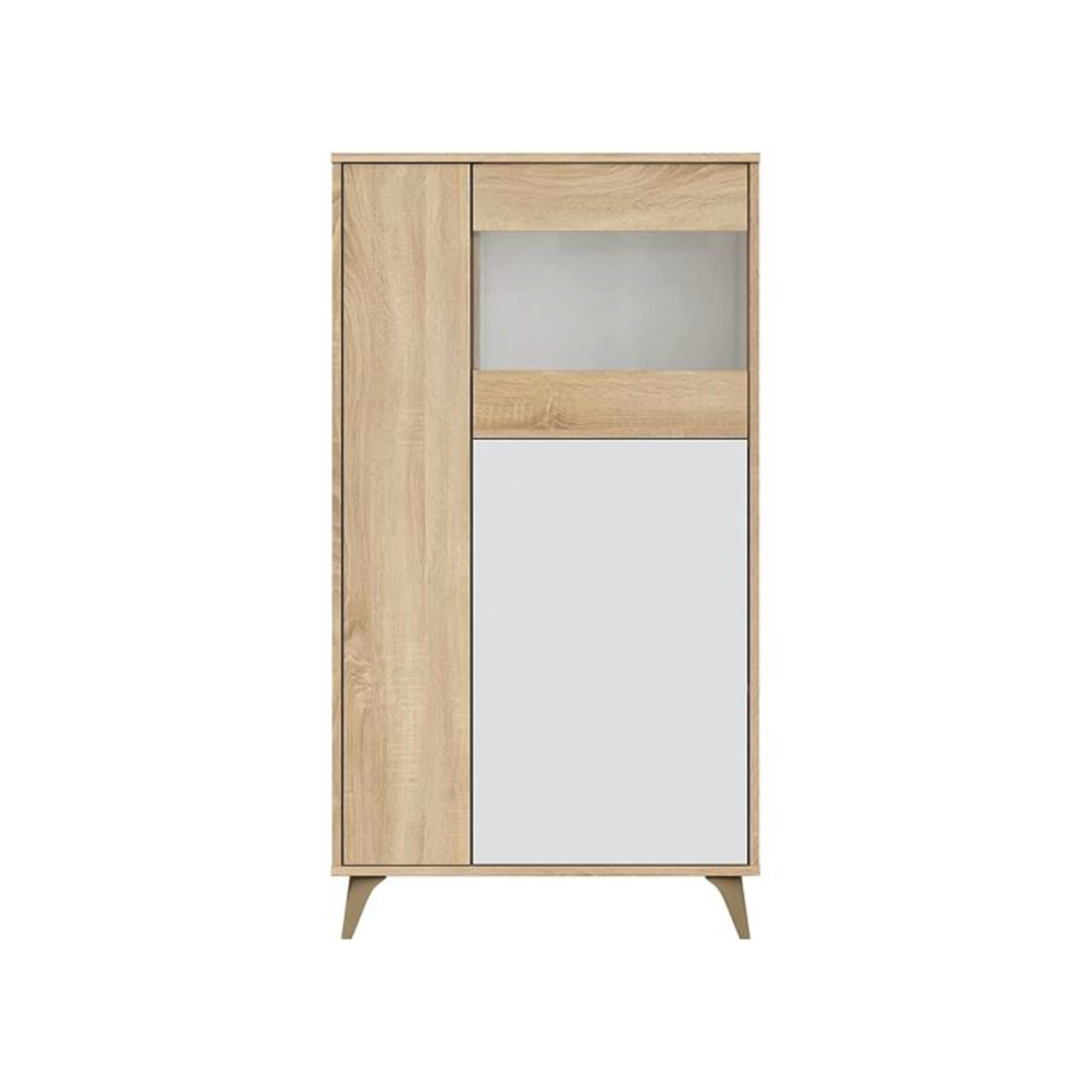 Kikua kit armoire moderne avec vitrine 3 portes en chêne blanc pour ...