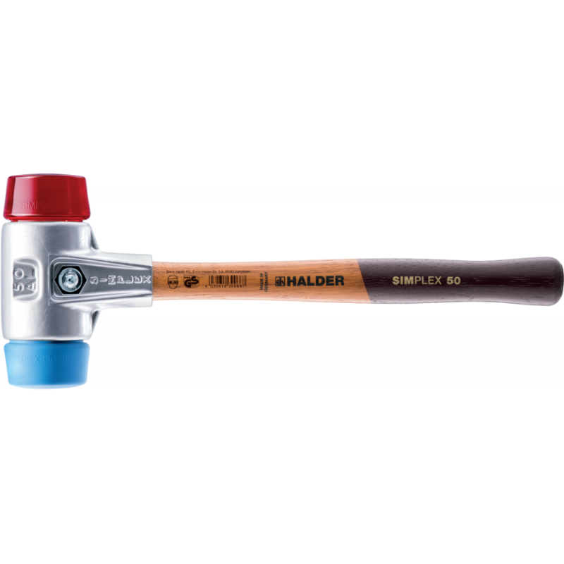 HALDER SIMPLEX Mazo de plástico blando TPE con carcasa de aluminio y mango de madera - D=30 mm ...