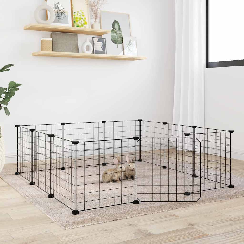 Cage pour animaux de compagnie à 12 panneaux avec porte, noire, 35 x 35 ...