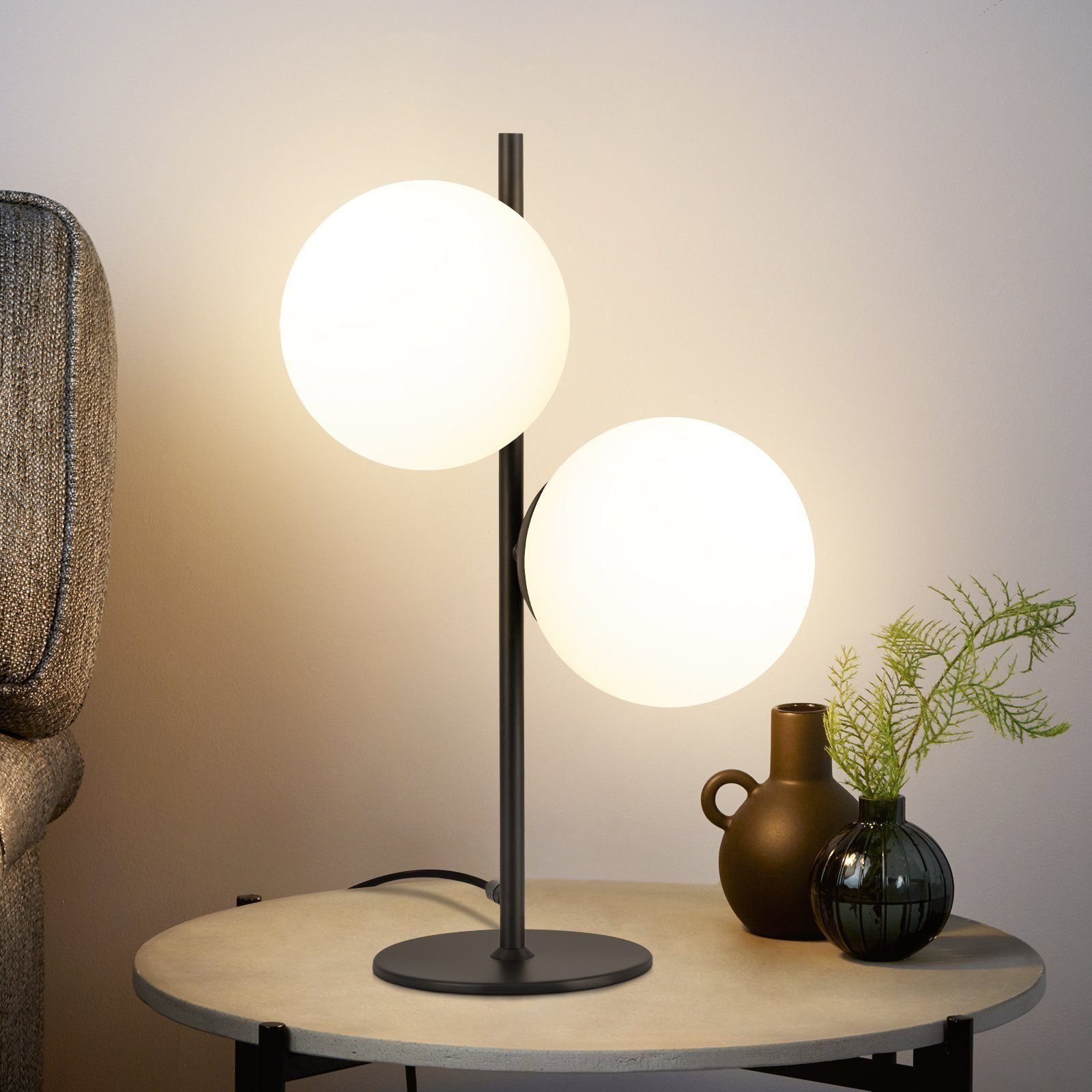 NETTLIFE Lampa Stołowa Czarna Lampka Nocna Salon E27 Nowoczesny Design ...