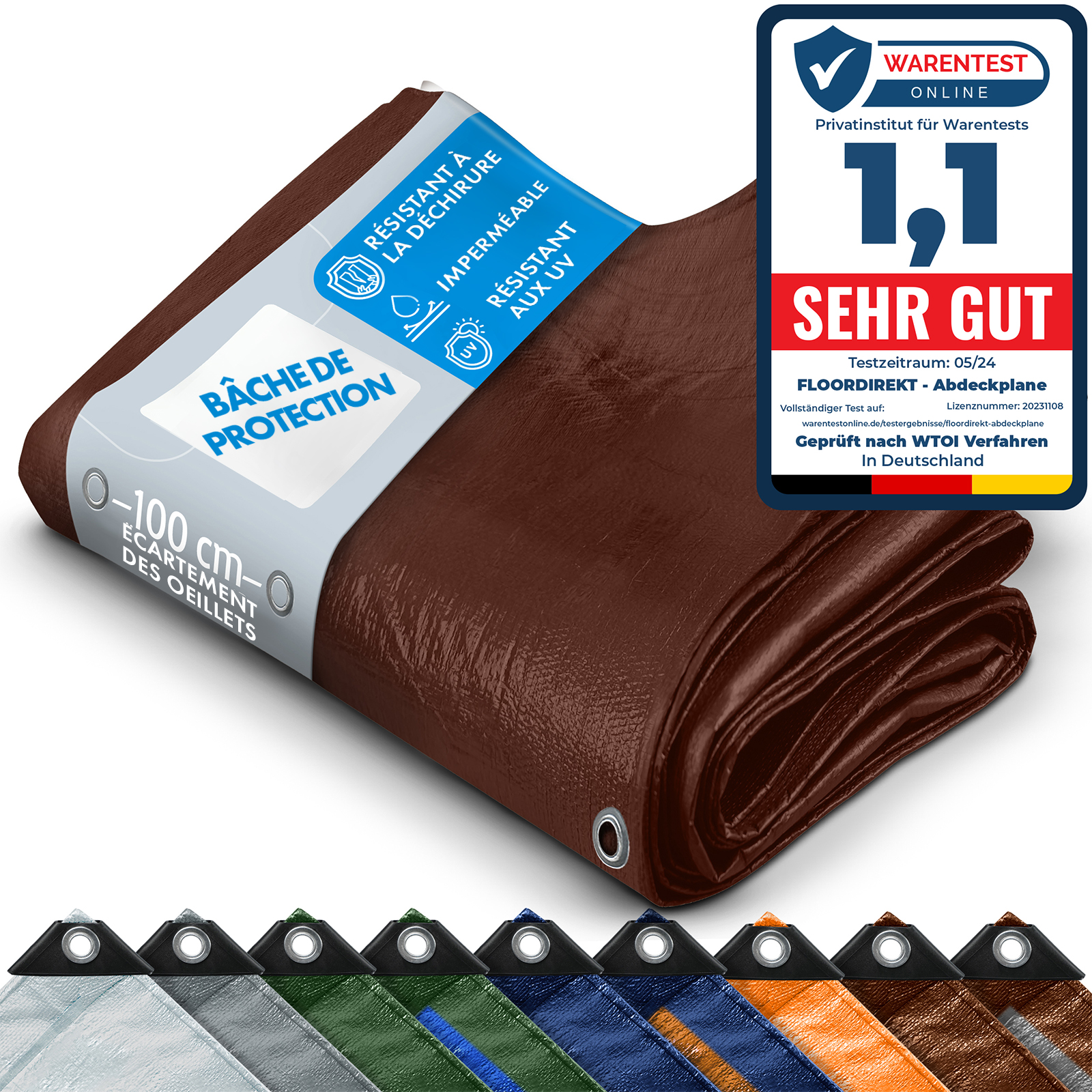 KARAT >Bâche de protection imperméable 240 g/m² Marron 3 x 5 m | Leroy ...
