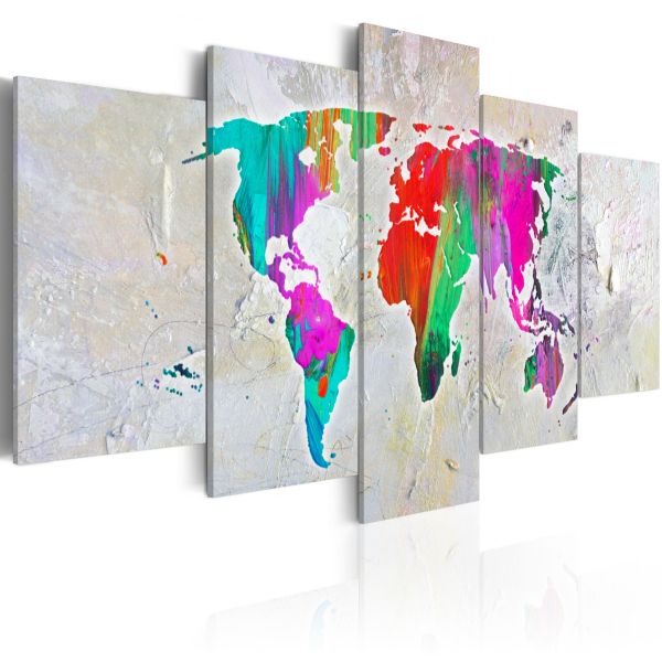 Tableau Cartes du monde Colourful Planet 100x50 cm | Leroy Merlin