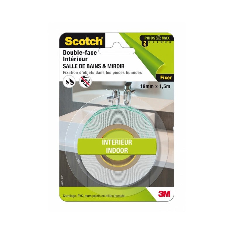 Scotch double Face miroir 1,5m x 19mm blanc | Leroy Merlin