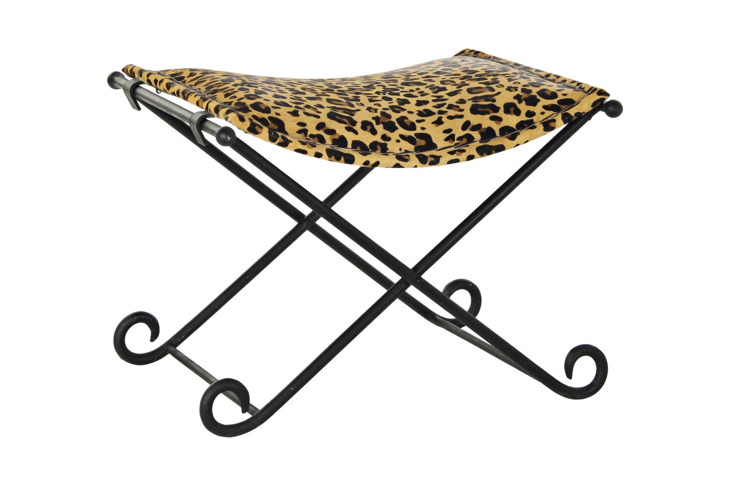 Repose-pieds Métal Cuir 55x45x41 Marron Léopard | Leroy Merlin