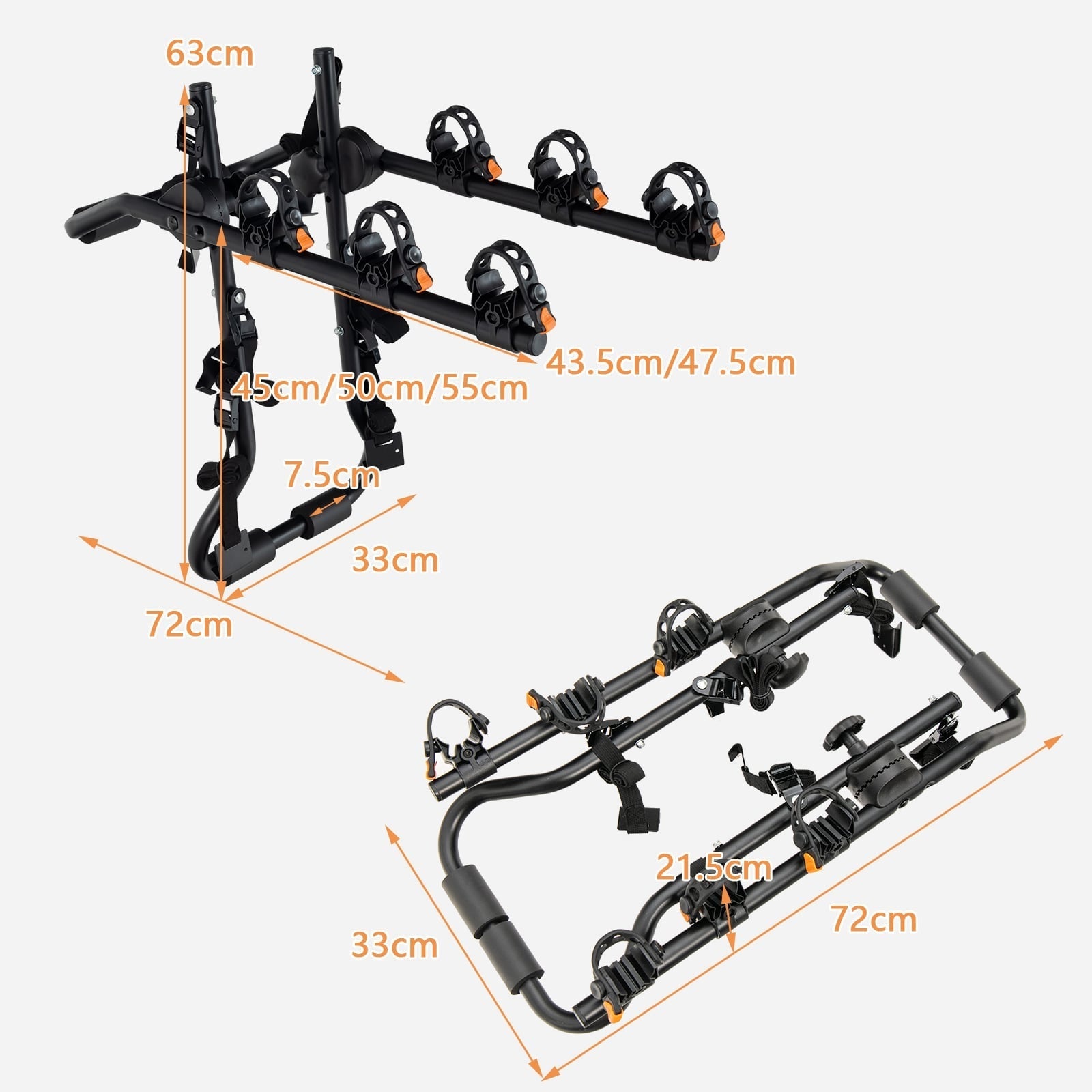Porte-vélos de coffre pour 3 vélos, longueur et angle réglables | Leroy ...
