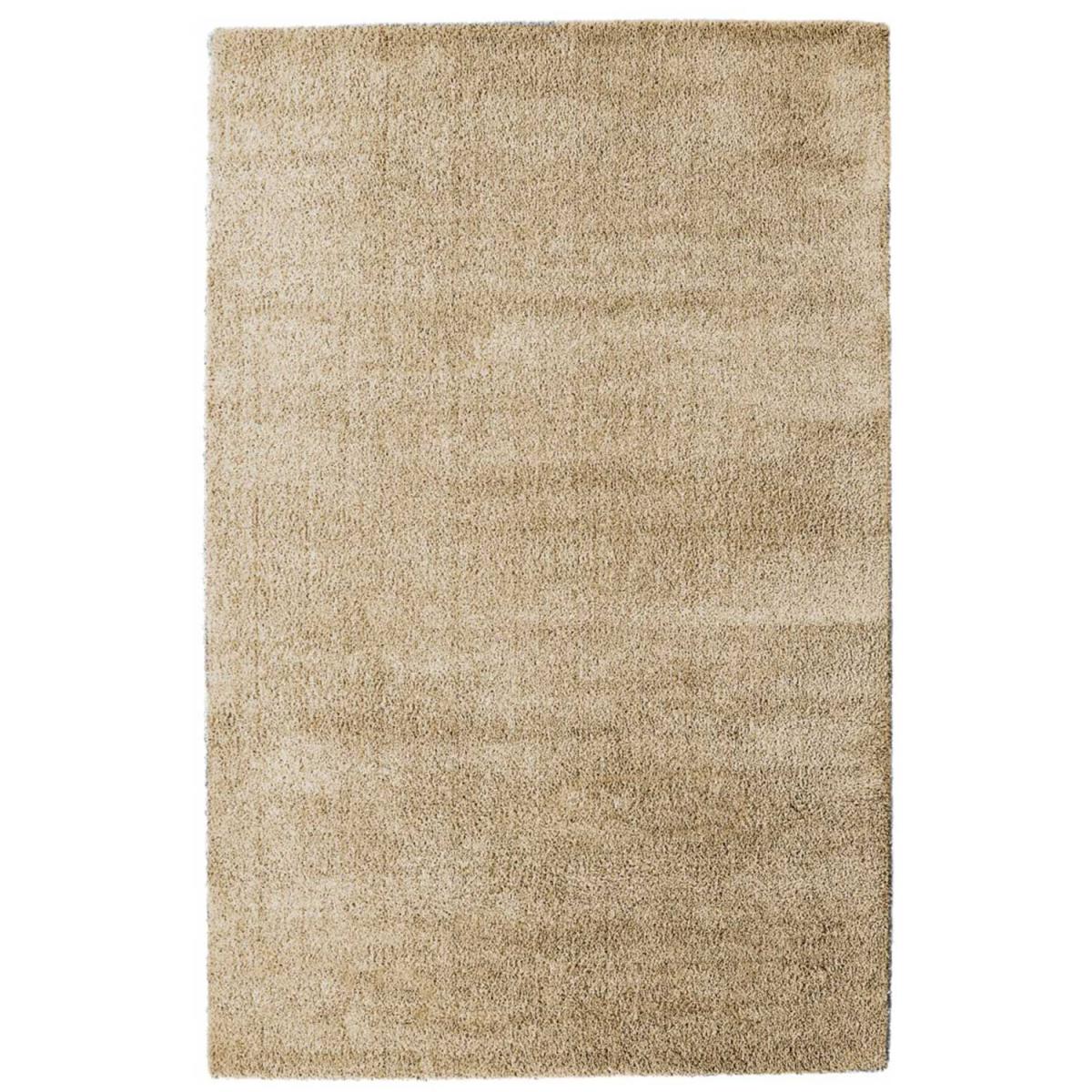 Tapis longs poils shaggy 80x150 rectangle tissé beige motif uni SITOUCH | Leroy Merlin
