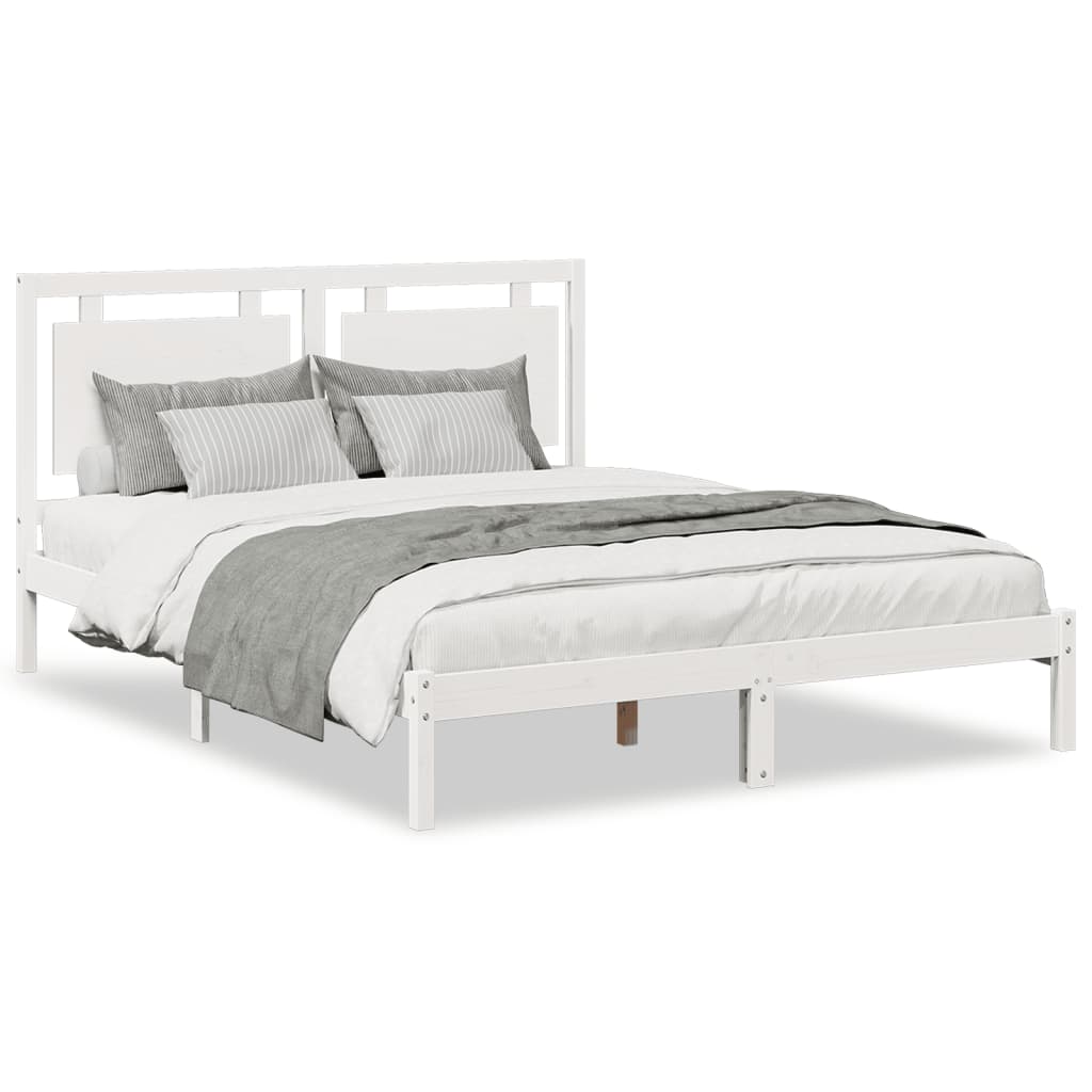 Letto matrimoniale Letto per adulti Giroletto Extra Lungo senza Materasso Bianco 140x220cm Massello CFW45184 Leroy Merlin