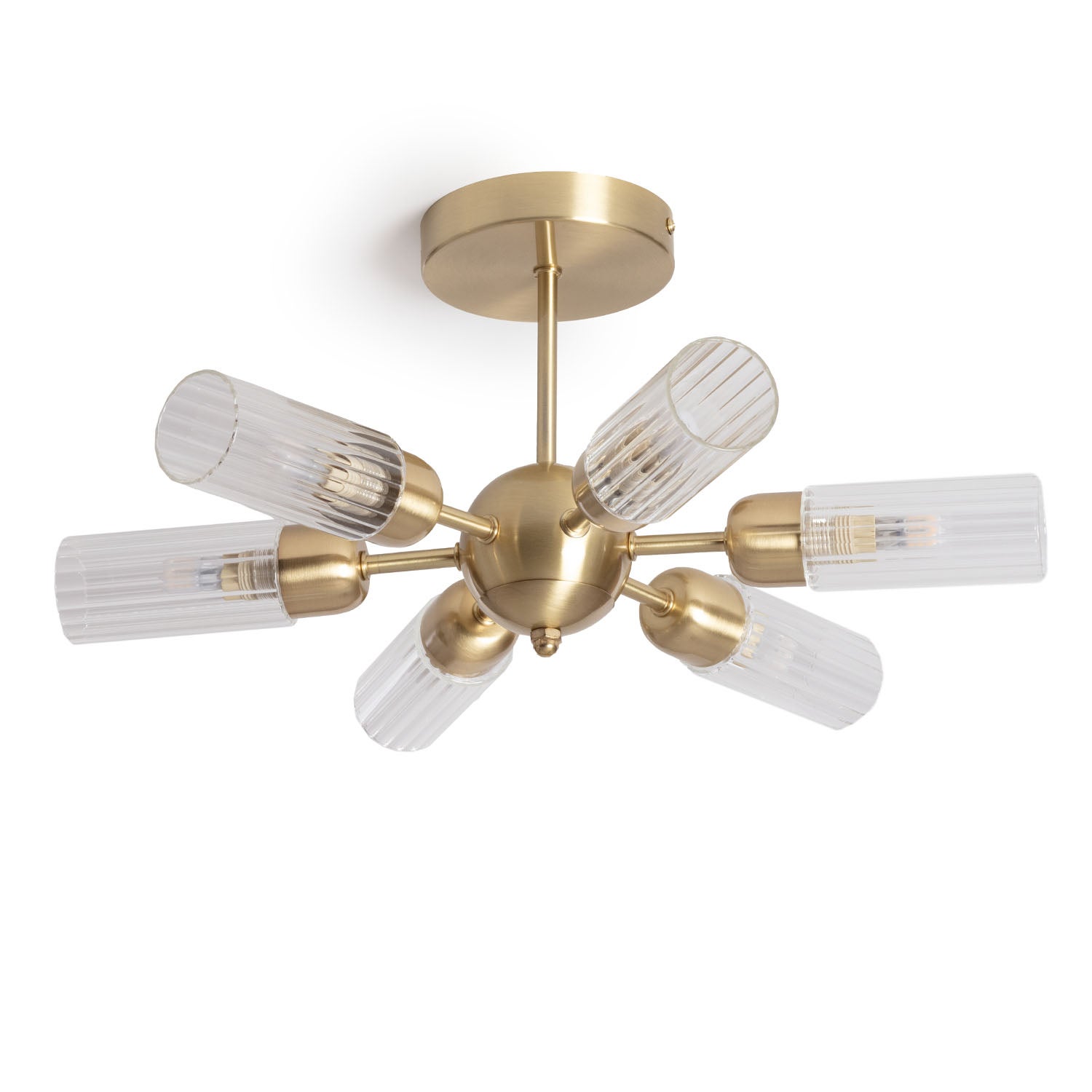 Ledkia Lámpara de Techo Metal y Cristal 6 Focos Iraide Dorado | Leroy ...