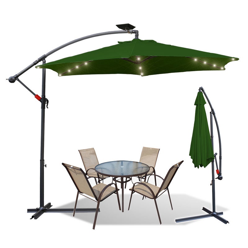 Parasol Ø3m UV40+ con jardín solar de jardín solar LED Parasol Parasol ...