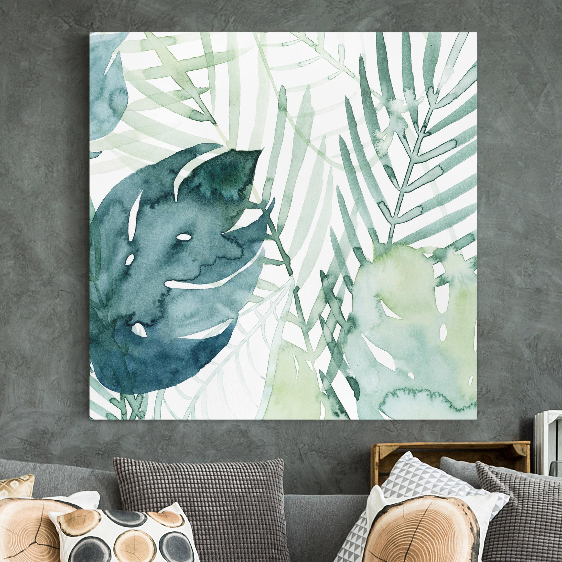 Impression sur toile tableau sur toile châssis vert botanique plantes ...