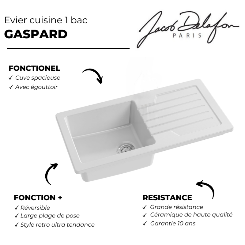 Fregadero 1 seno JACOB DELAFON Gaspard | Leroy Merlin