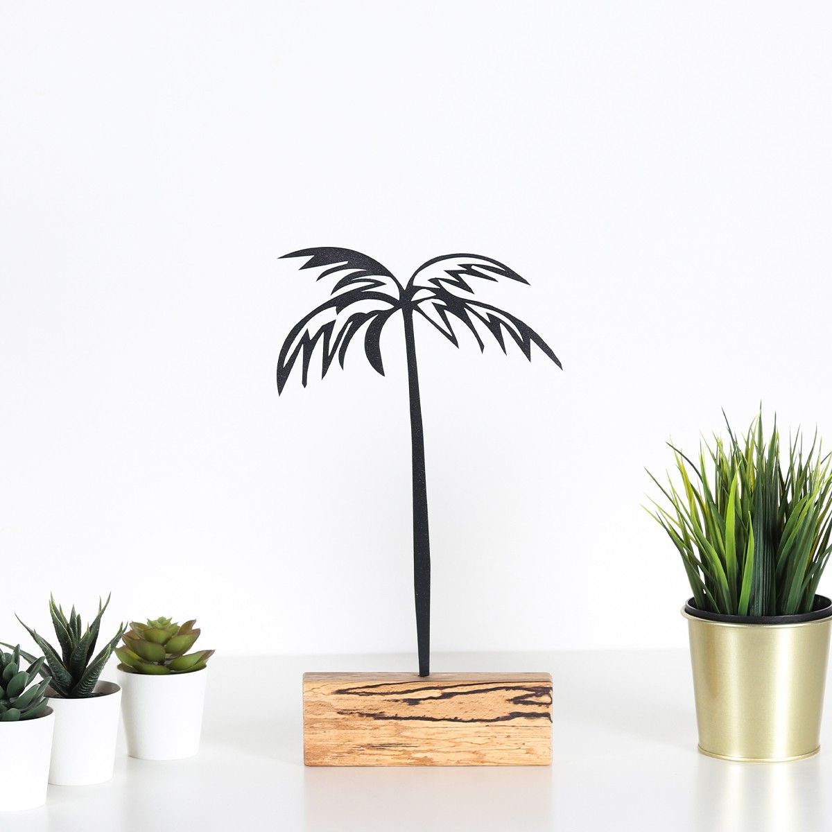 Objet décoratif à poser Approbatio cocotier palmier 35cm Métal Noir ...