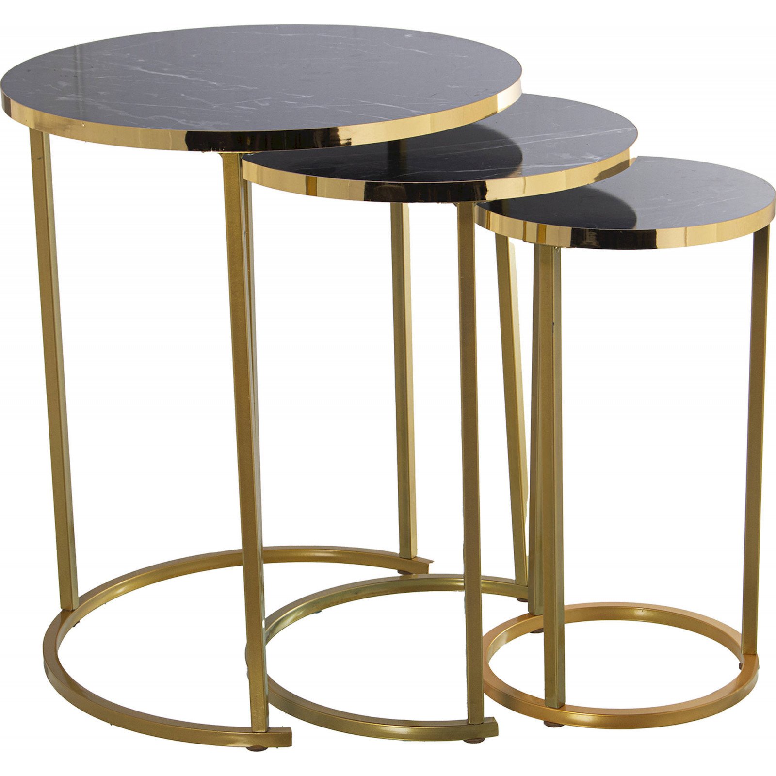 Table gigogne dorée élégance marbre noir 48 x 48 x 58 cm Or et noir ...