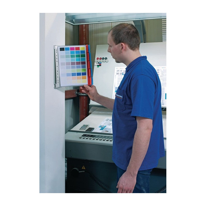 Support mural 10 pochettes de présentation rouge/bleu DIN A4 en film ...