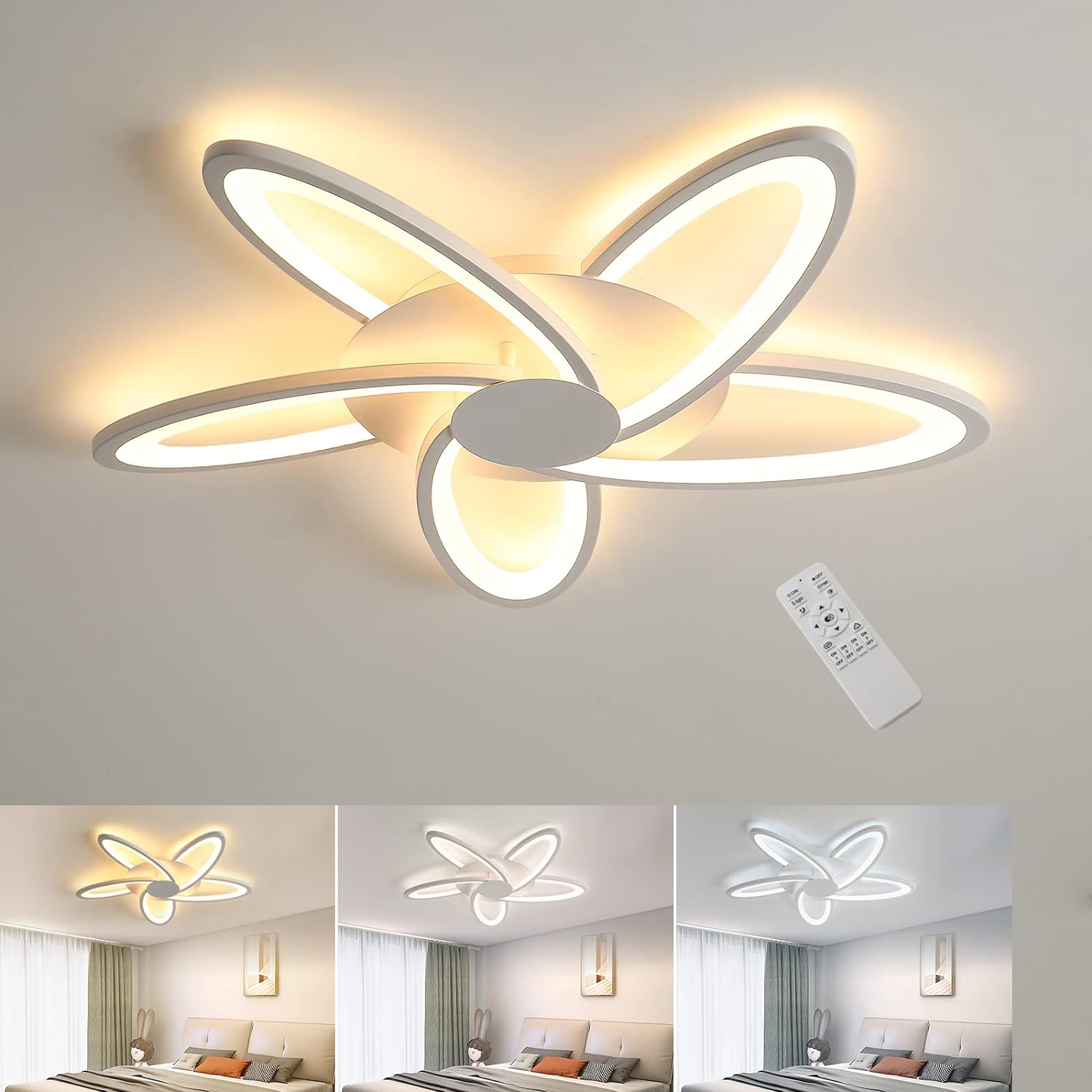 Plafoniera Led Moderna Dimmerabile con Telecomando 30W Bianco Acrilico ...