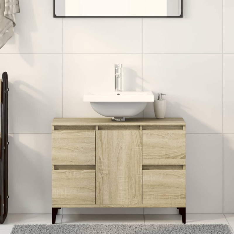 VidaXL Armario de lavabo madera contrachapada roble Sonoma 80x33x60 cm | Leroy Merlin