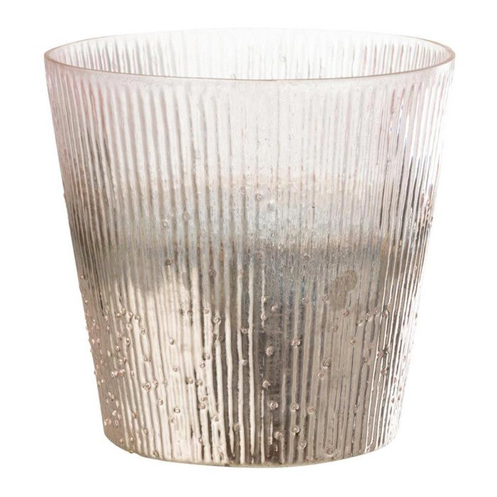 Photophore Côtelé en Verre "Althea" 16cm Rose | Leroy Merlin