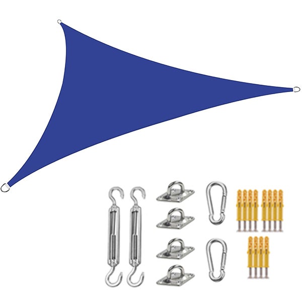 Vela de Sombra Triangular Azul Impermeable, Vela de Jardín de 5x5x7m ...
