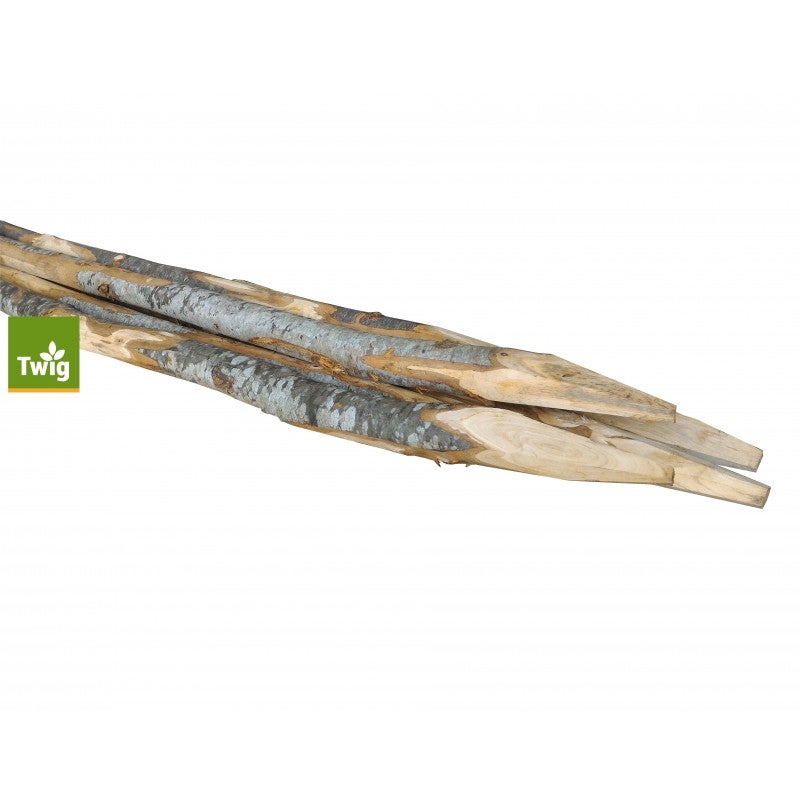 Pack de 5 postes redondos de castaño 3–5x210 cm con punta – Largos y ...