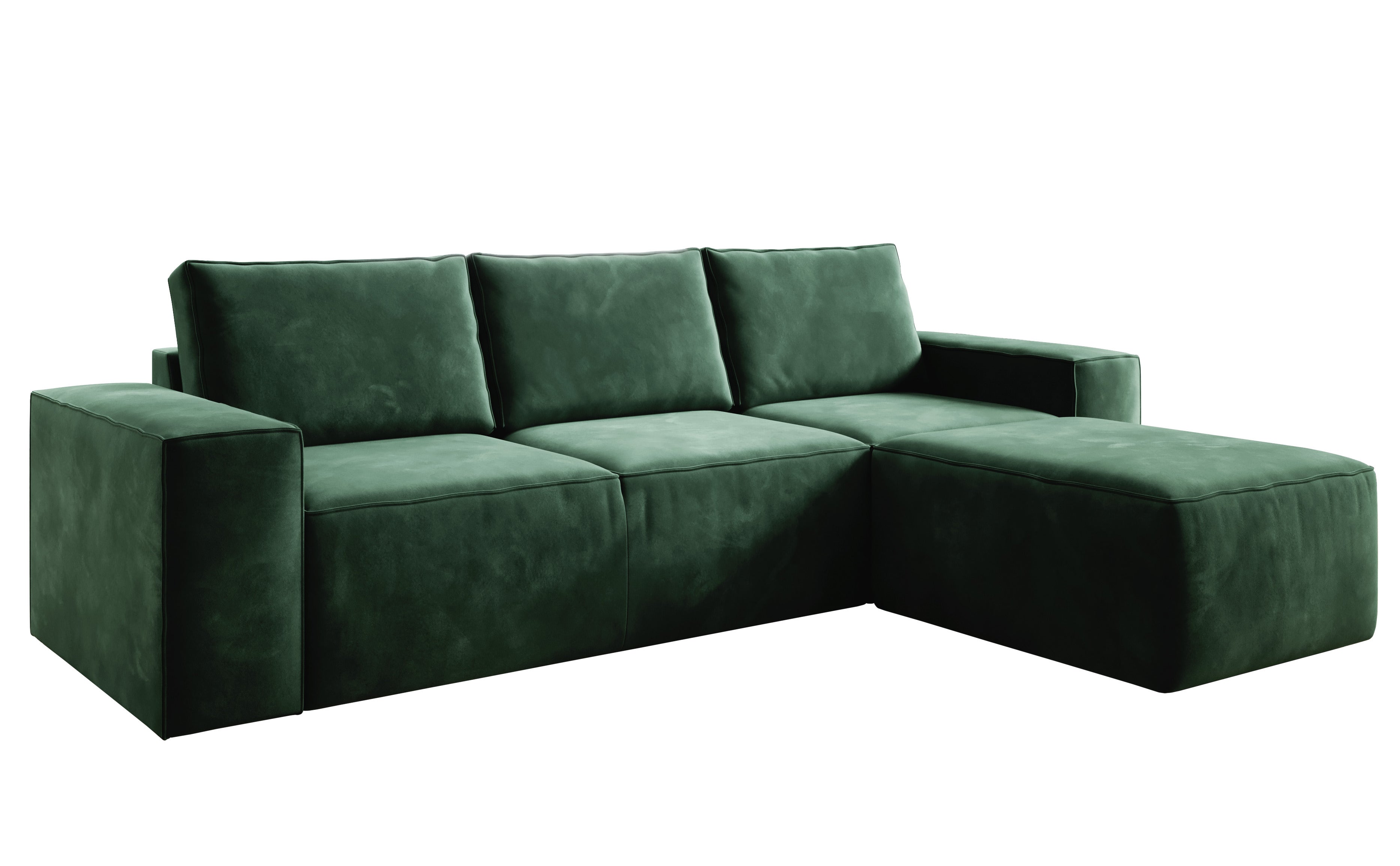 Canapé d'angle droit convertible moderne velours vert anglais Willace ...