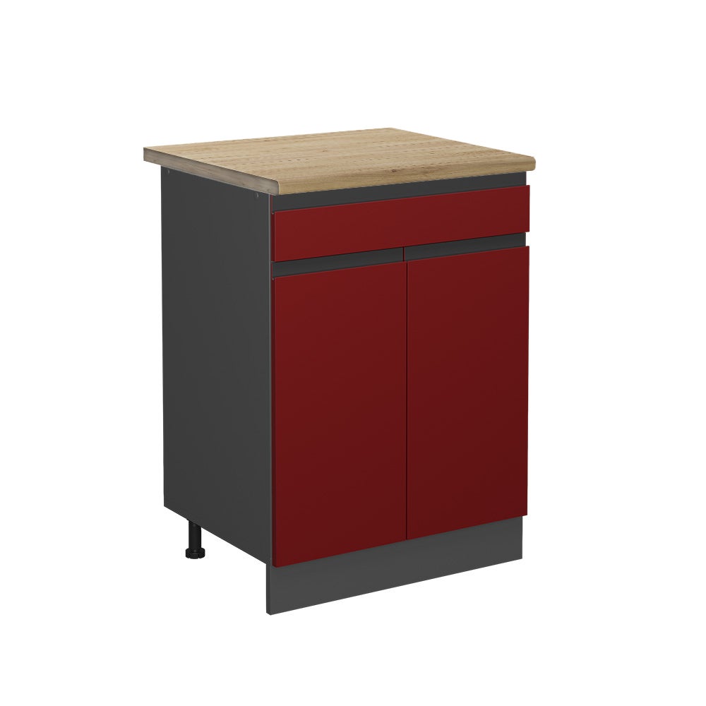 Vicco Meuble cuisine R-Line, Rouge, 60cm , PT Chêne | Leroy Merlin