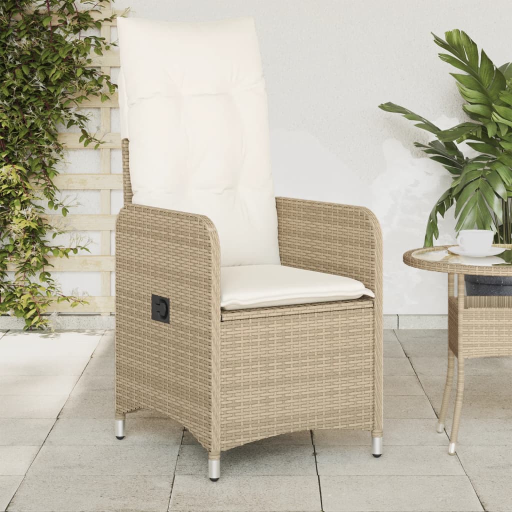 Silla de jardín reclinable con cojines beige, de resina tejida. | Leroy ...