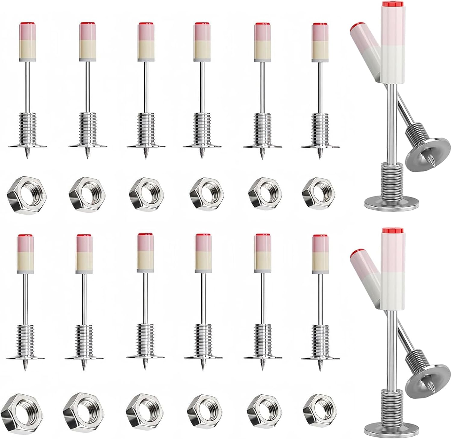 Kit complet de 100 clous à béton filetés de 42 mm avec écrous M8, outil ...