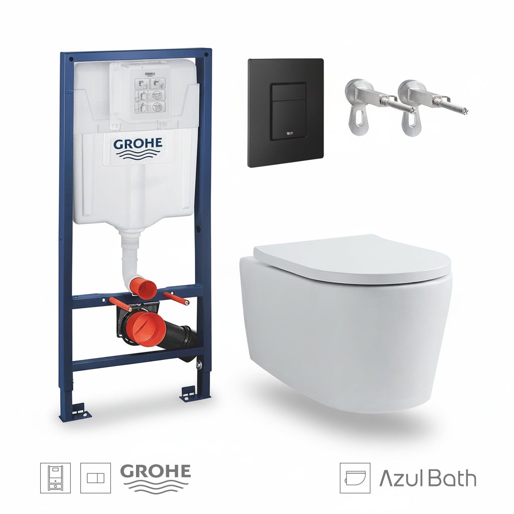 Bâti Support Grohe Pack réservoir encastrable et plaque Even Noir Matt ...