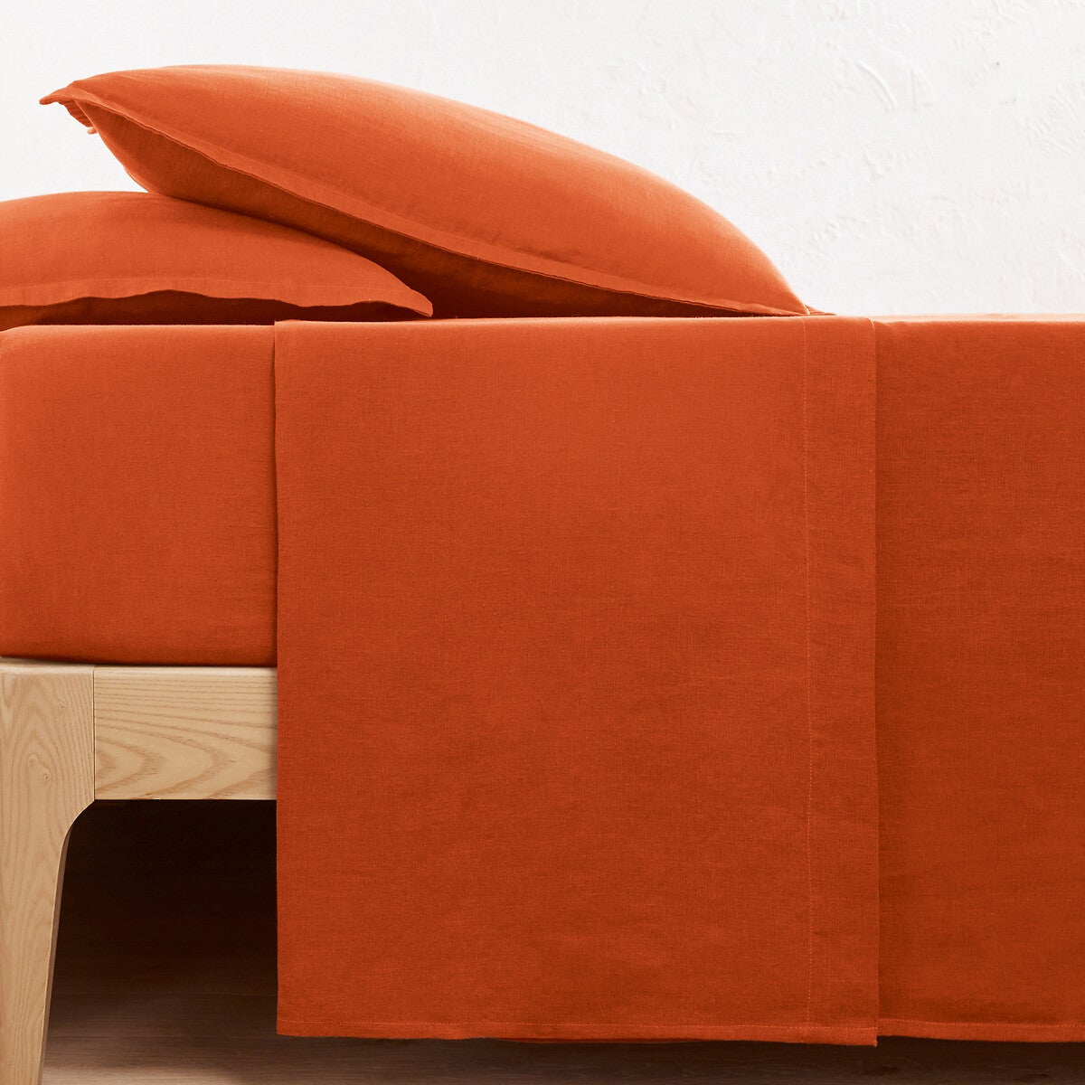 Drap plat uni en lin lavé, Linot - Orange cuit - 150 x 250 cm | Leroy ...