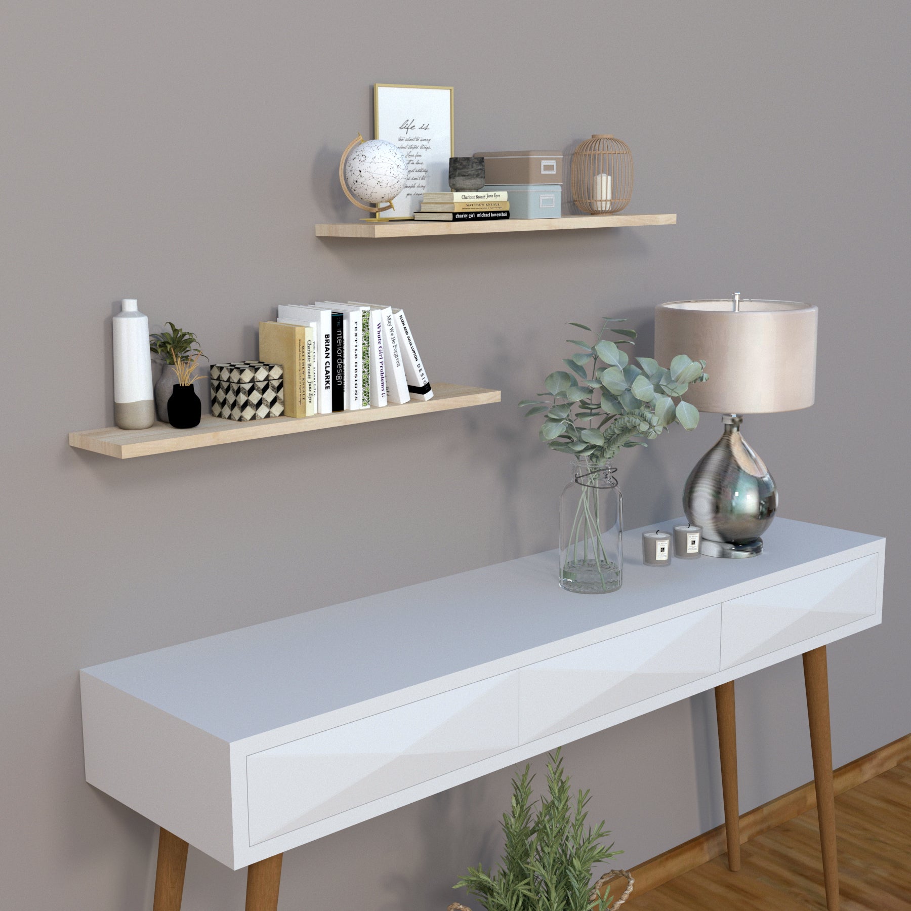 Henor Étagère murale en bois 120 x 20 x 3 cm. Charge 25 Kg. Support ...