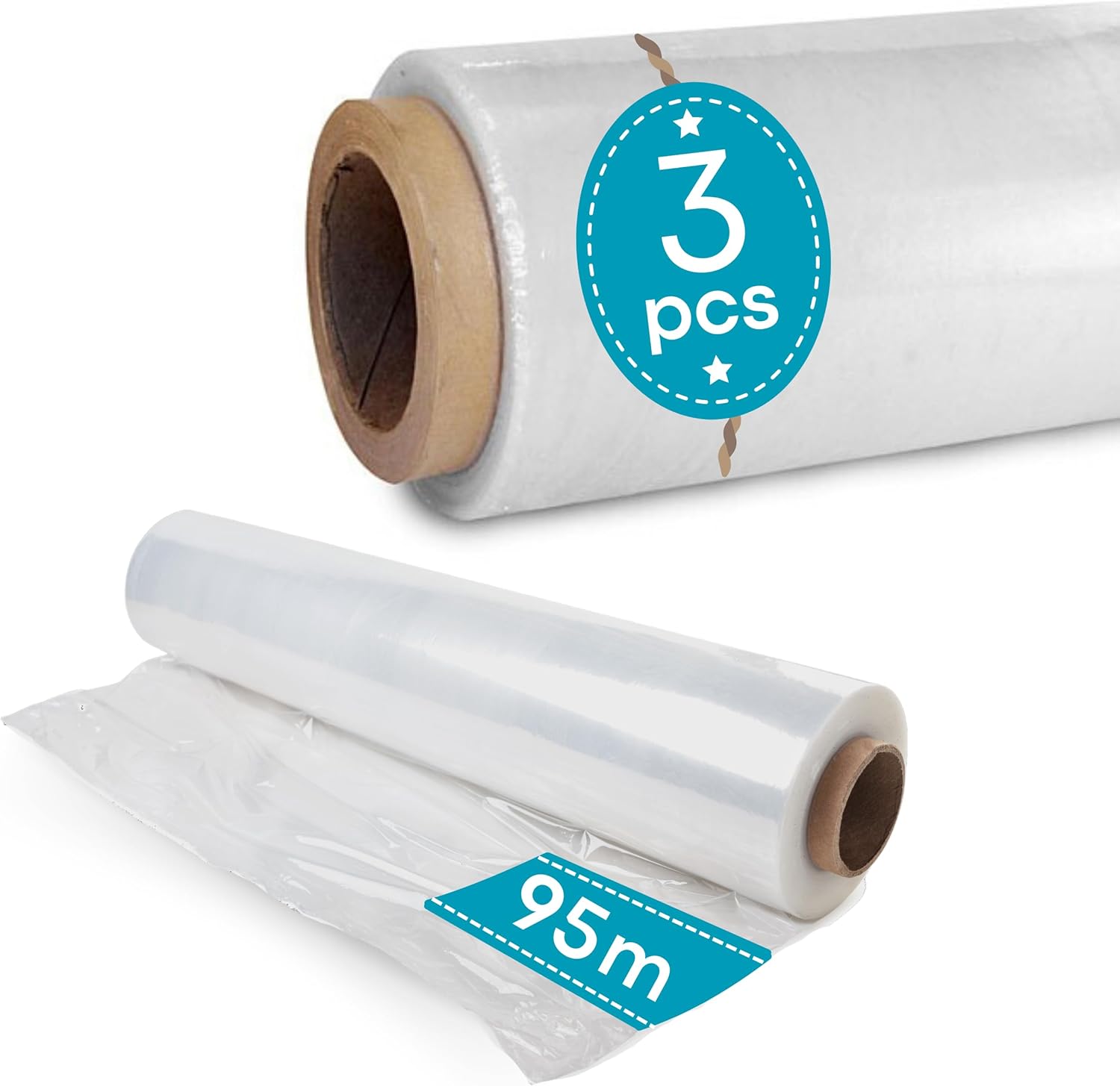 3 rouleaux de film étirable transparent de 51 cm x 95 m | Film d ...