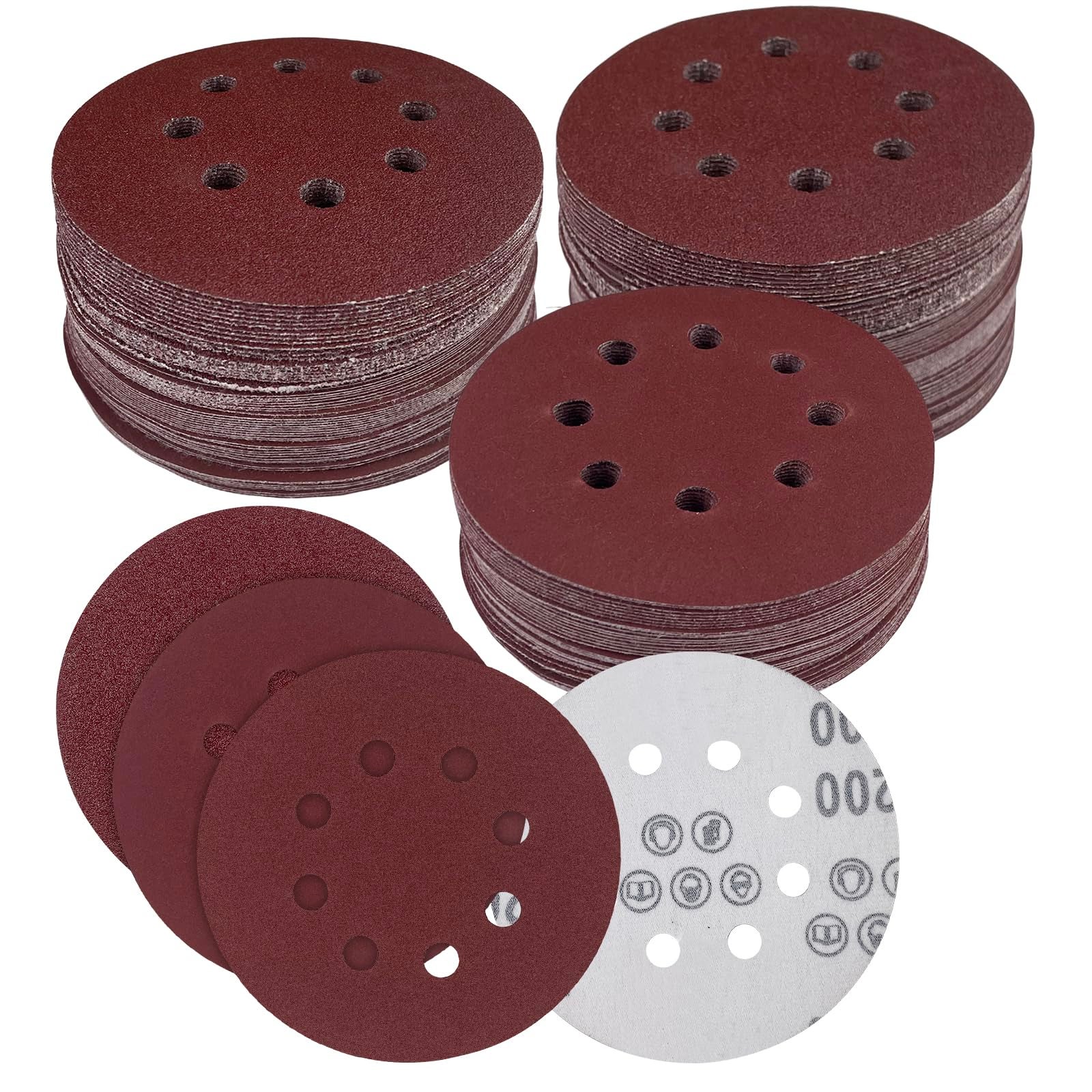 80 pièces Disque Abrasif 125 mm, Papier à Poncer, 40/60/80/120/180/240 ...