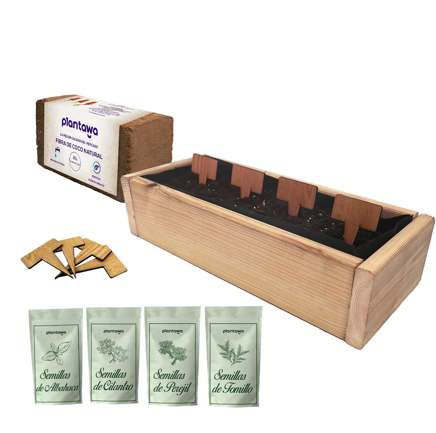 PLANTAWA Kit de Cultivo Jardinera Slim, Kit Completo para Cultivar Hierbas Aromáticas y ...