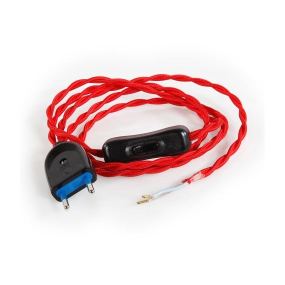 Câble Électrique Torsadé Rouge | Prémonté avec Fiche et Interrupteur ...