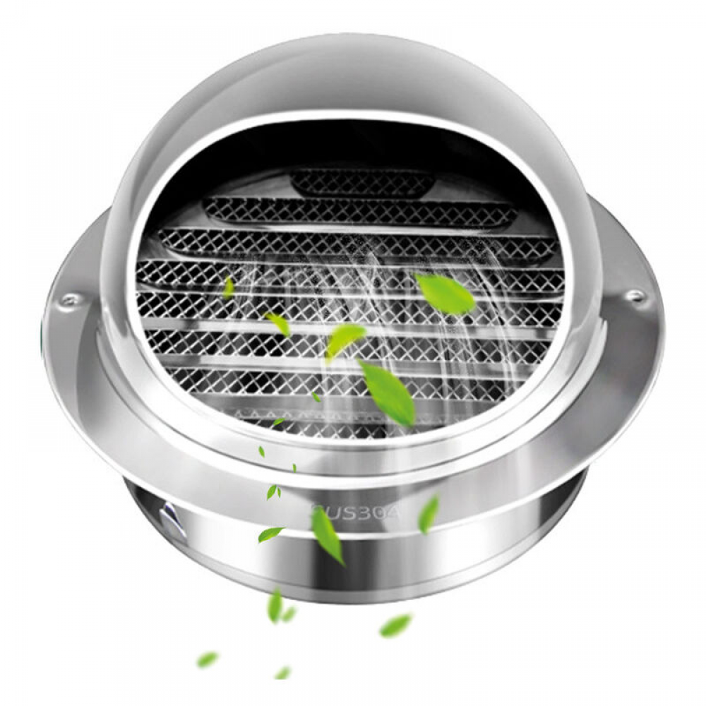 Griglia di ventilazione rotonda in acciaio inox con zanzariera e ...