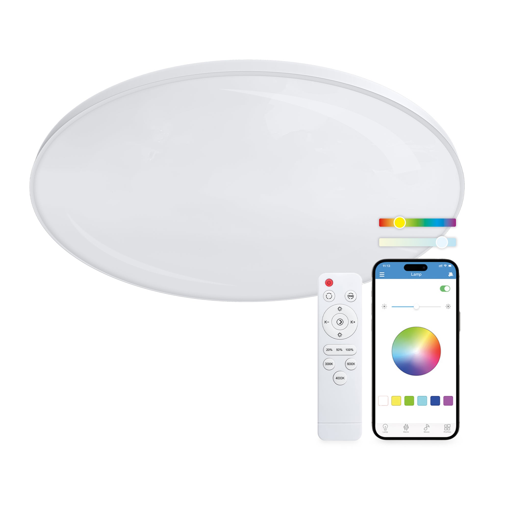 Panel SmartLED KSIX Halo, RGBIC + CCT, Diámetro 47 cm, 6.500 lm, 60 W ...